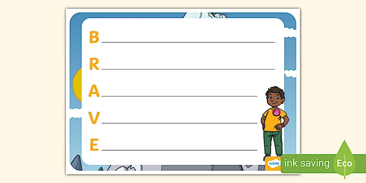 Brave Acrostic Poem Template (Teacher-Made) - Twinkl