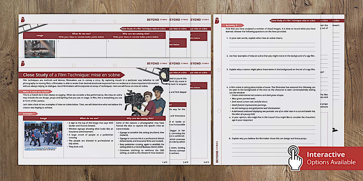 Close Study of a Film Technique Mise en Scene (teacher made)