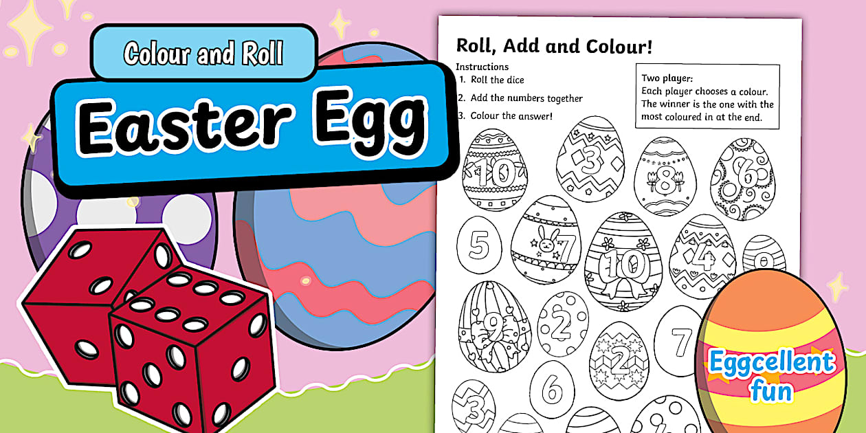 Easter Egg Color and Roll Worksheet