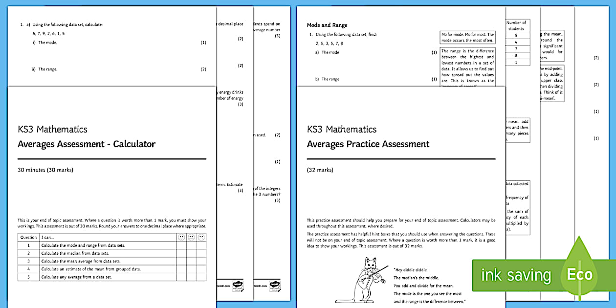KS3 Averages: Assessment Pack (Teacher-Made) - Twinkl