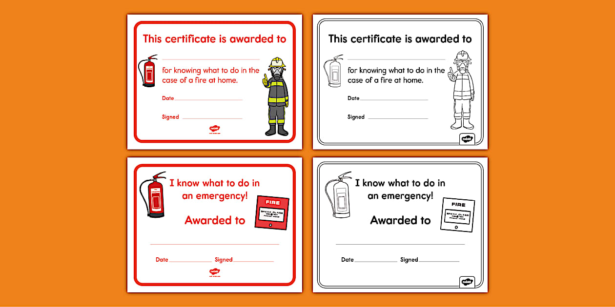 Fire Safety Certificates for Kids | Printable Resource