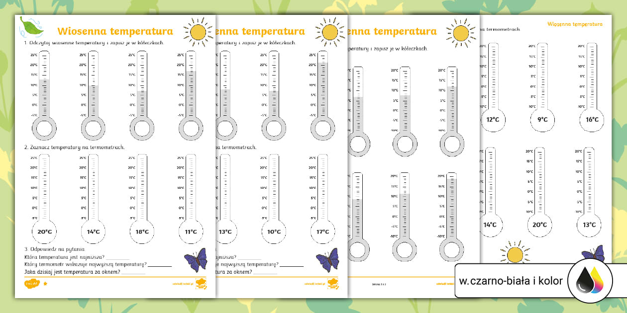 Wiosenna temperatura | Odczytywanie temperatury - Twinkl