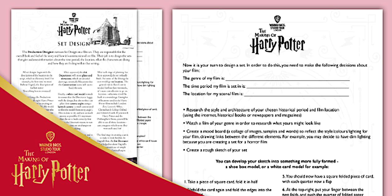 FREE! - Harry Potter Set Design Activity Sheet - Twinkl