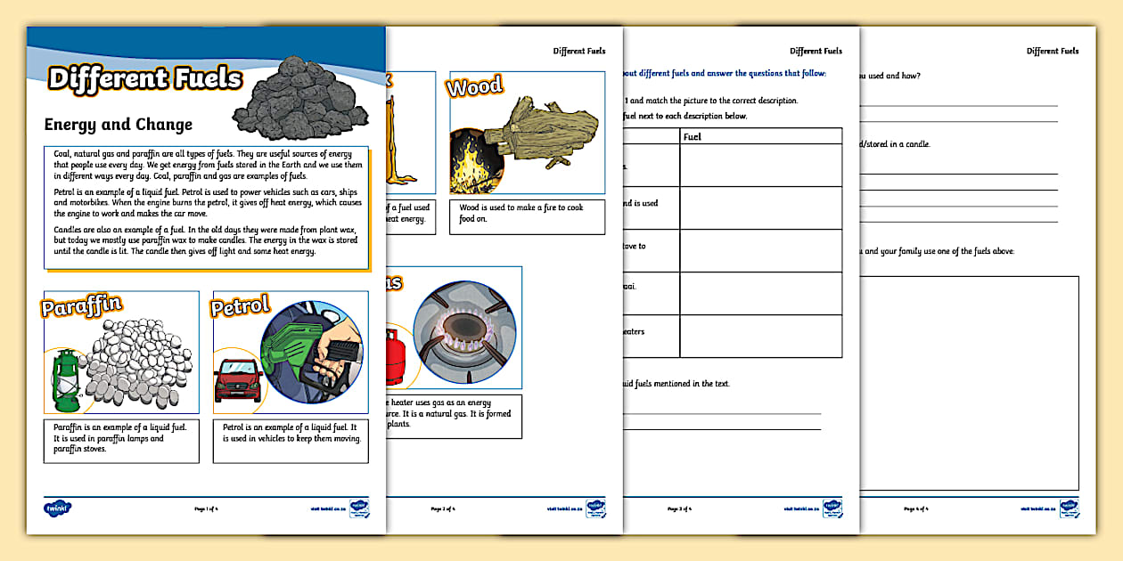 Different Fuels - Activity (Teacher-Made) - Twinkl