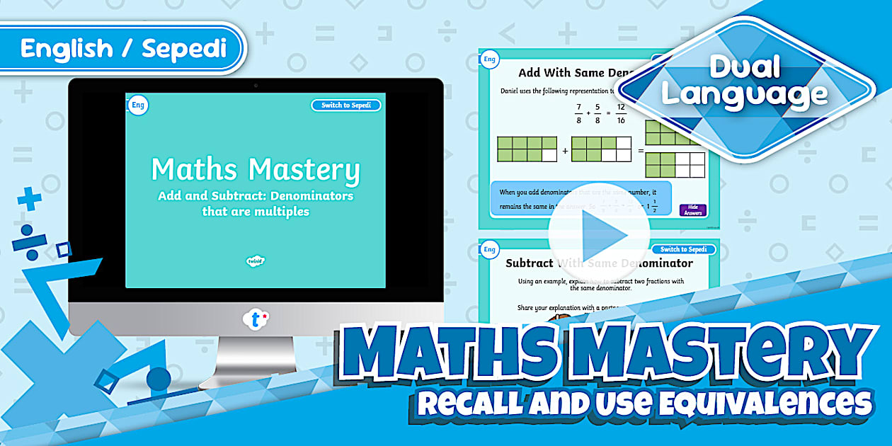 Grade 4 Maths Fractions & Decimals, Add & Subtract Sepedi