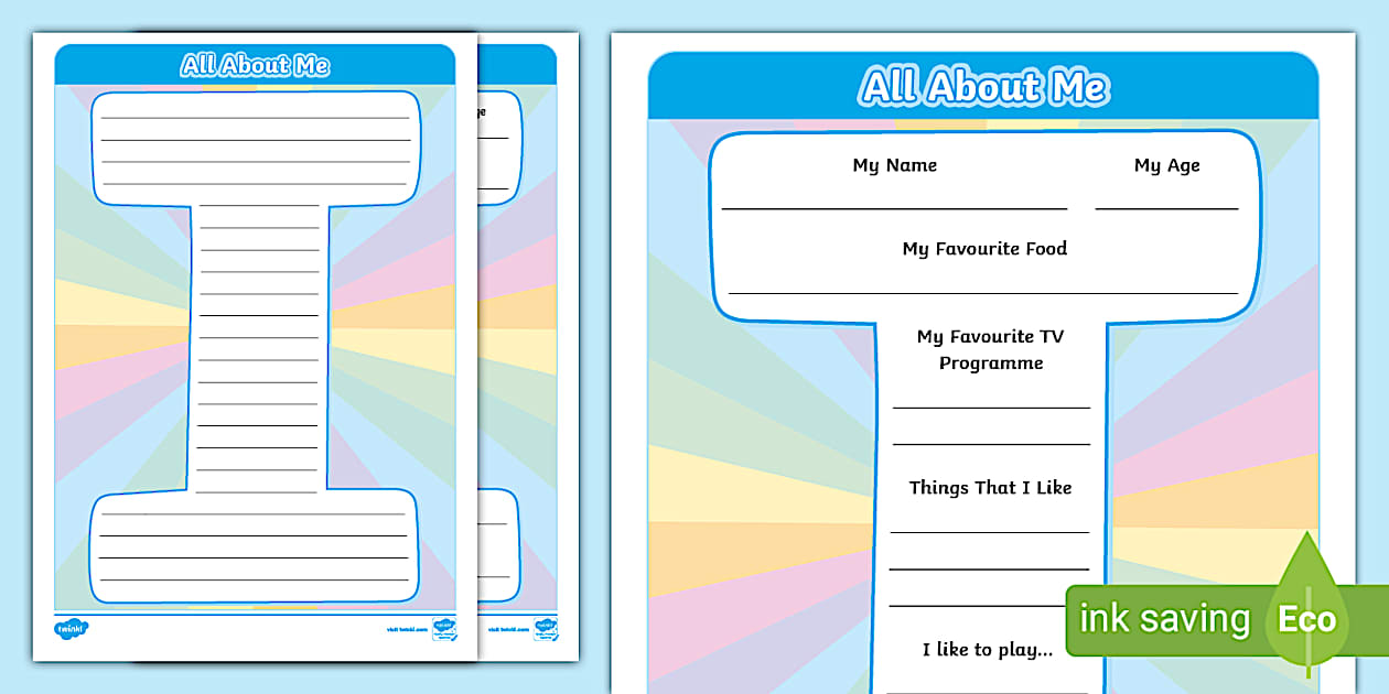 'I' About Me Writing Template (teacher made) - Twinkl