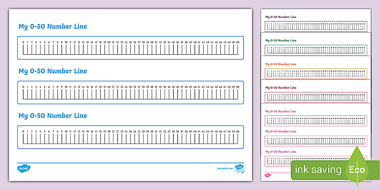 Colourful Number Lines 0-50 (teacher made) - Twinkl