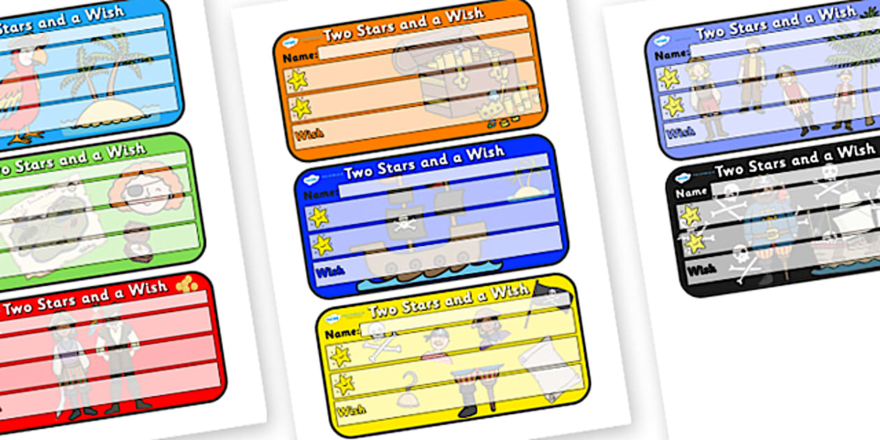 Themed Two Stars and a Wish Comment Labels Pirates - Twinkl