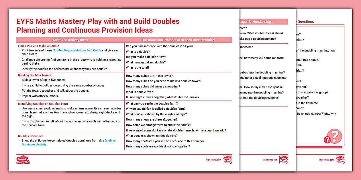 EYFS Maths Mastery Doubles Planning and Activity Ideas EYFS Maths Mastery Doubles Planning and Activity Ideas