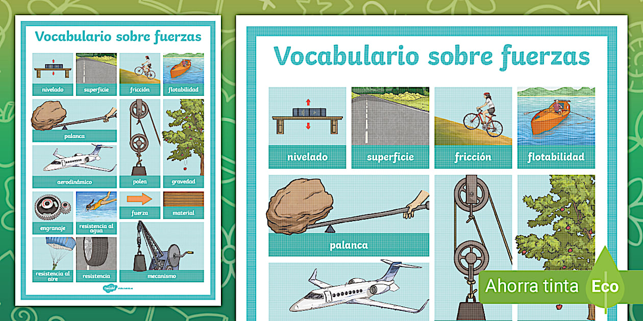 Póster: Vocabulario sobre fuerzas