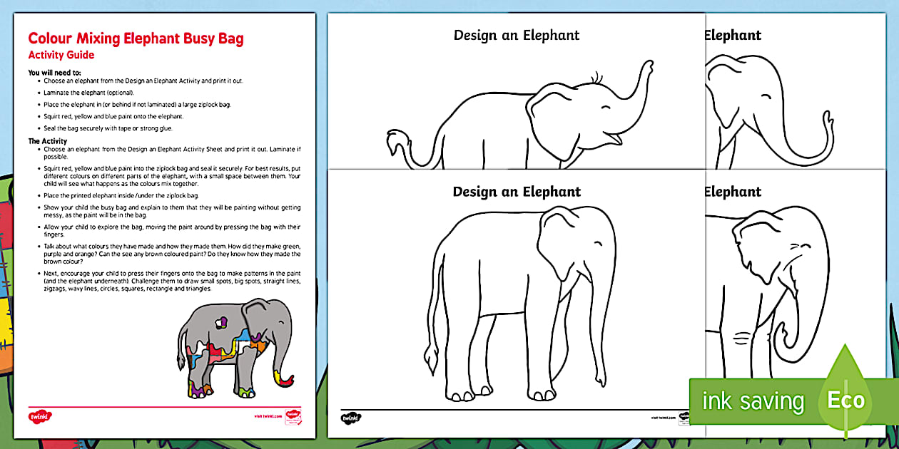 Colour Mixing Elephant Busy Bag Resource Pack for Parents