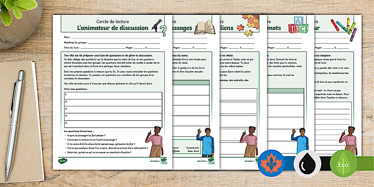 Reading Circle Roles and Activities French (teacher made)