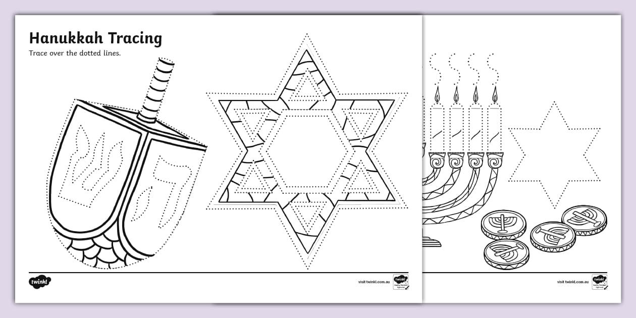 Hanukkah Tracing Activity Sheets (teacher made) - Twinkl