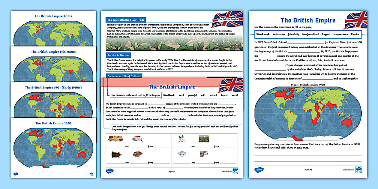 British Empire Fact File, Maps and Activity Pack - Twinkl