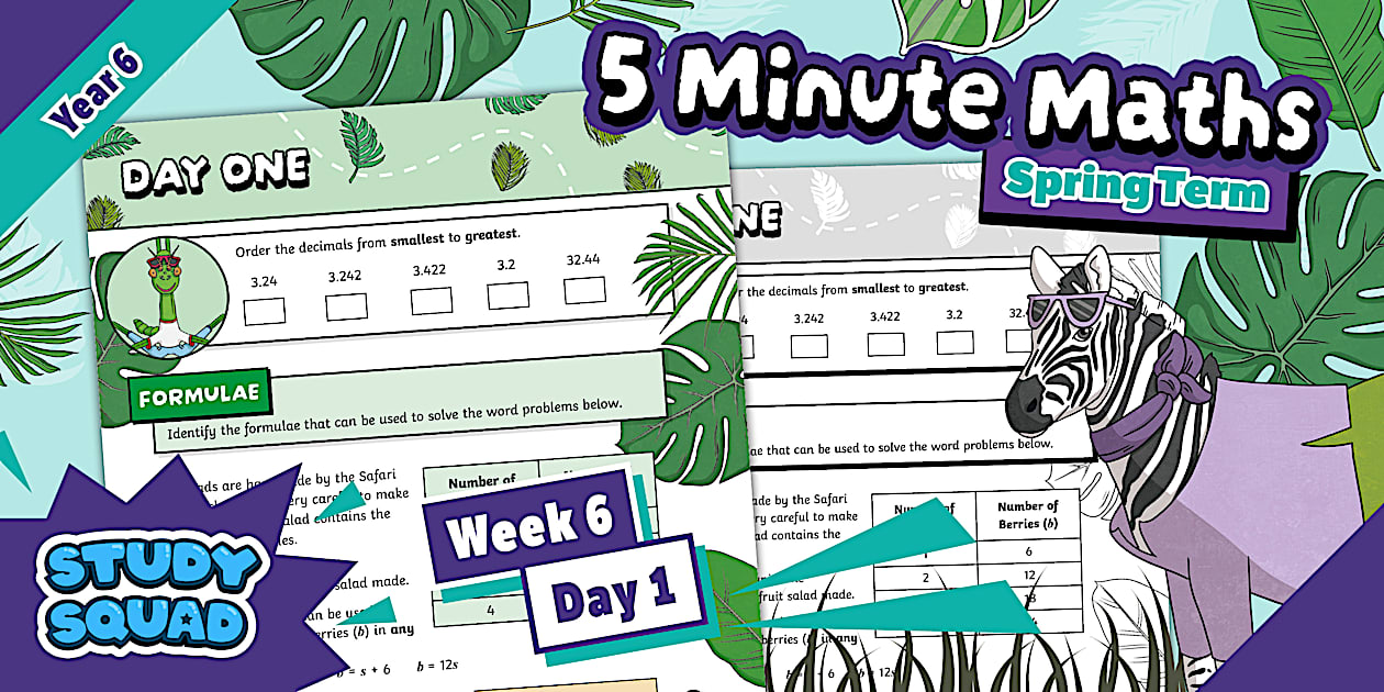 👉 Study Squad 5 Minute Maths - Year 6 Spring - Week 6 Day 1