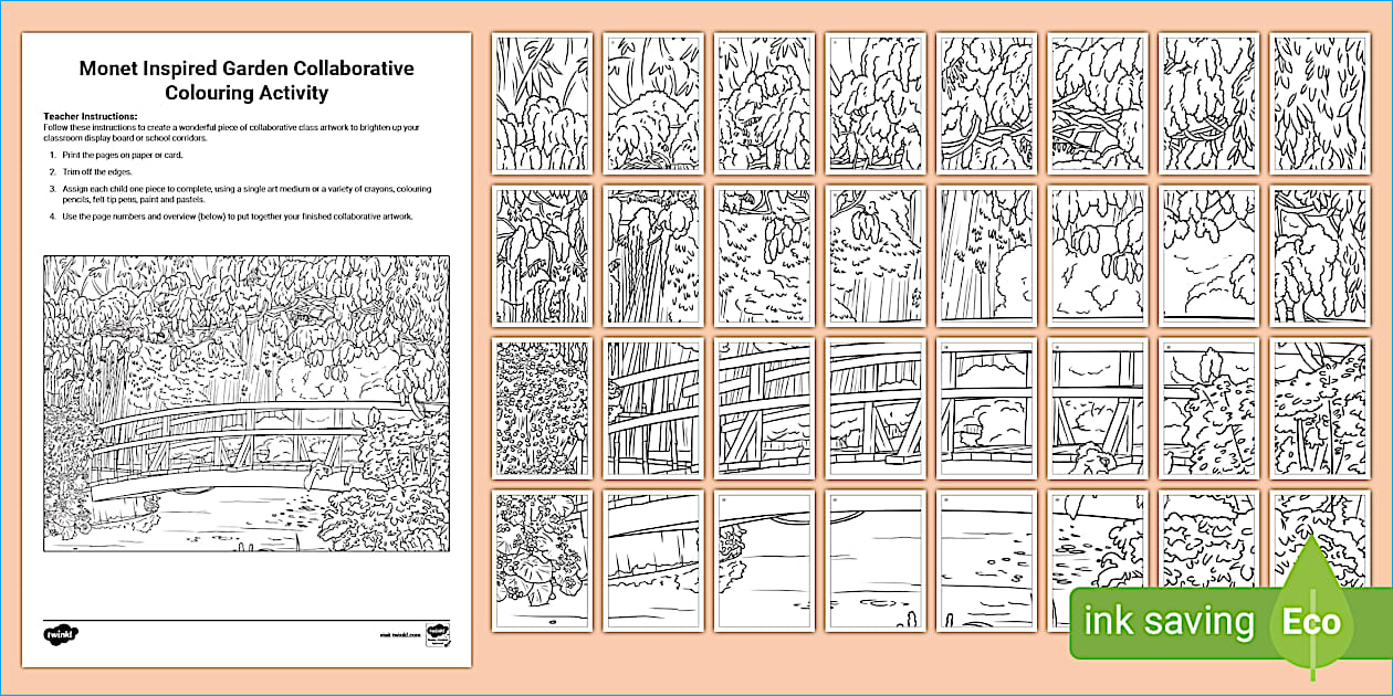 Monet-Inspired Garden Collaborative Colouring Activity