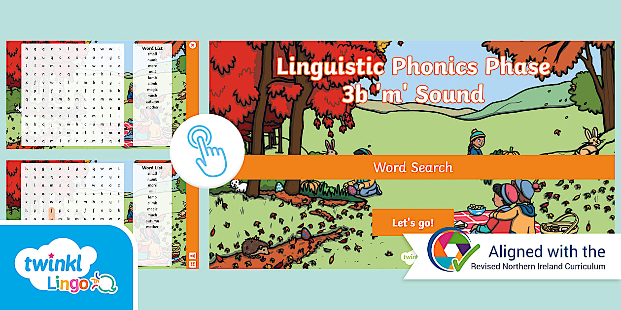 Linguistic Phonics Phase 3b 'm' Interactive Word Search