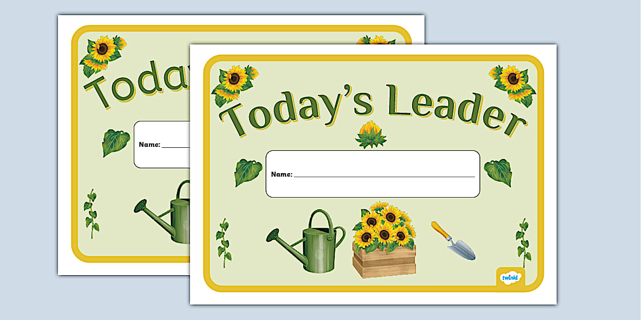Sunflower-Themed Today's Leader Display Poster - Twinkl