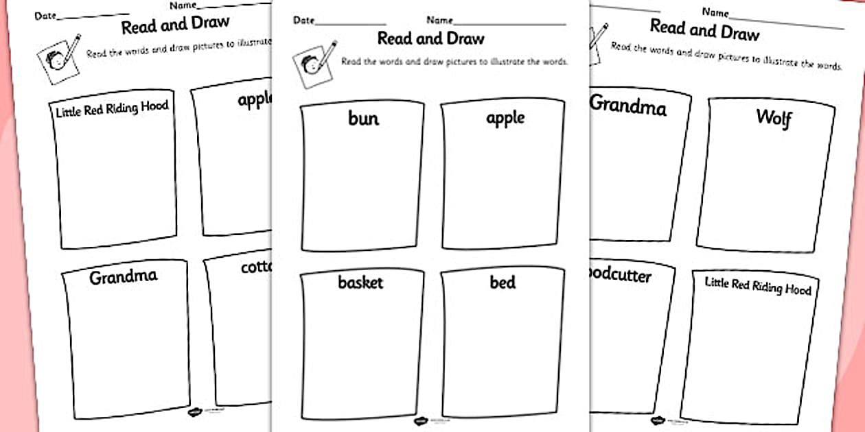 Lower Ability Little Red Riding Hood Read and Draw Worksheets