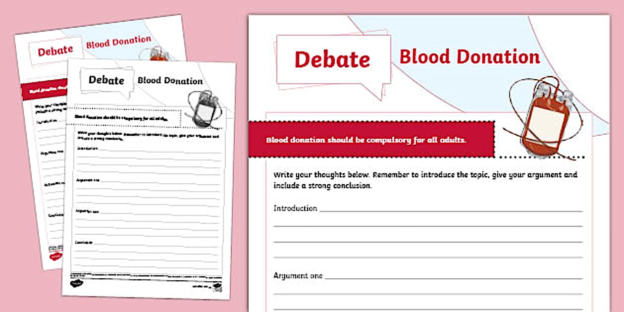 Should Blood Donation Be Compulsory? Debate Writing Frame