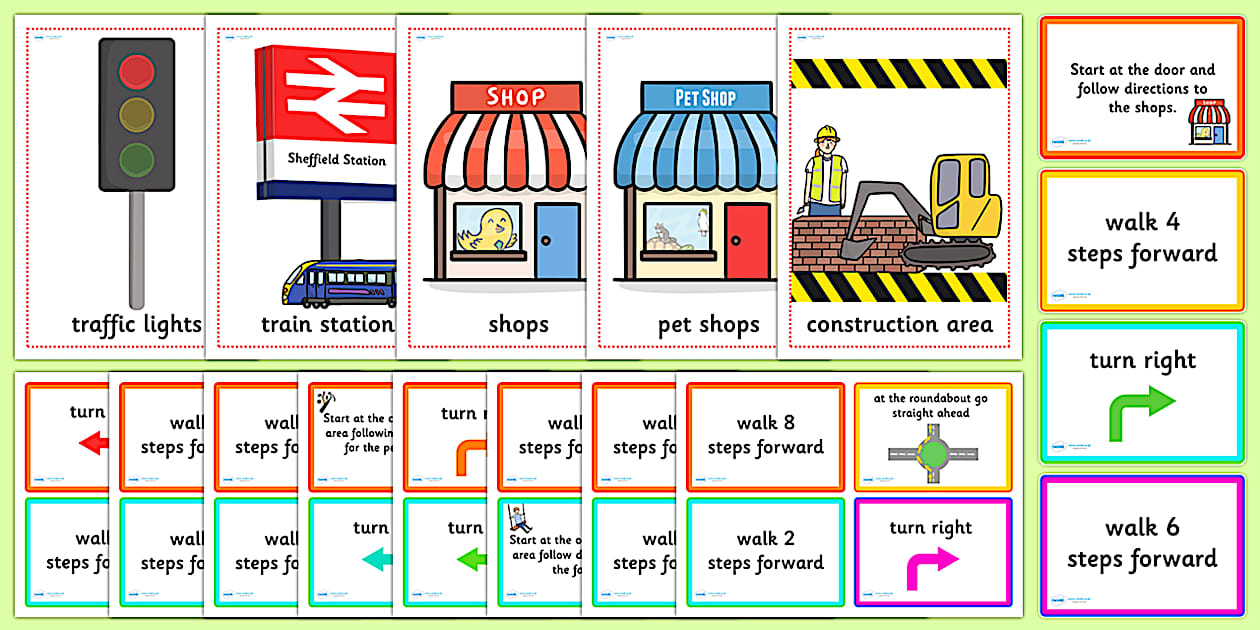 Editable Directions Instruction Cards (teacher made)
