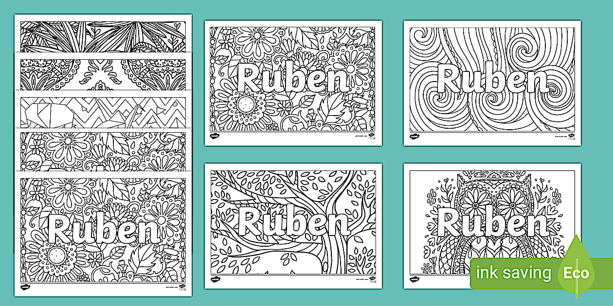 Ruben Mindfulness Name Colouring Activity | Twinkl | KS1