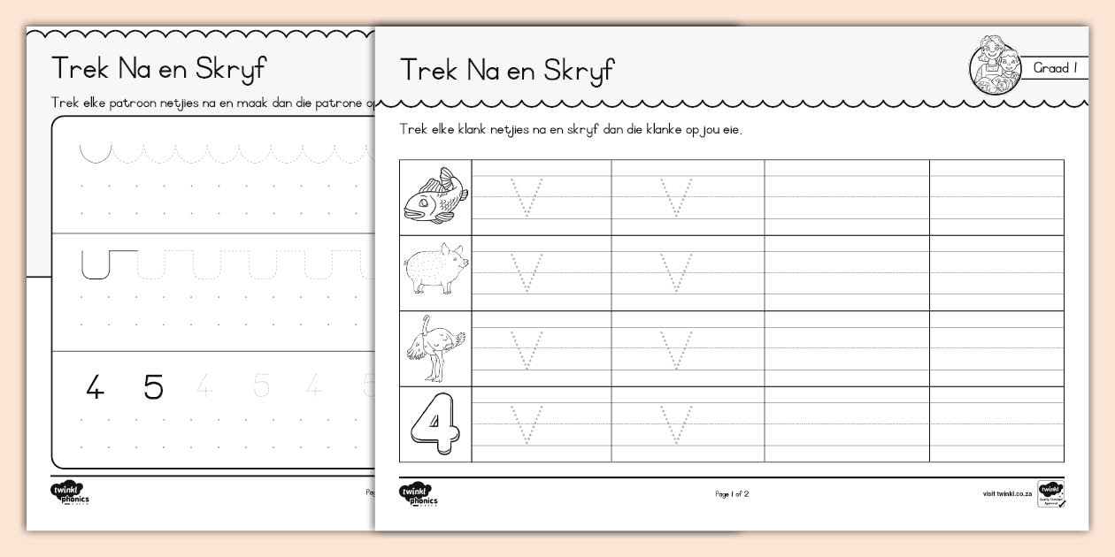 Graad 1 Klanke Handskrif en Lettervorming v (teacher made)