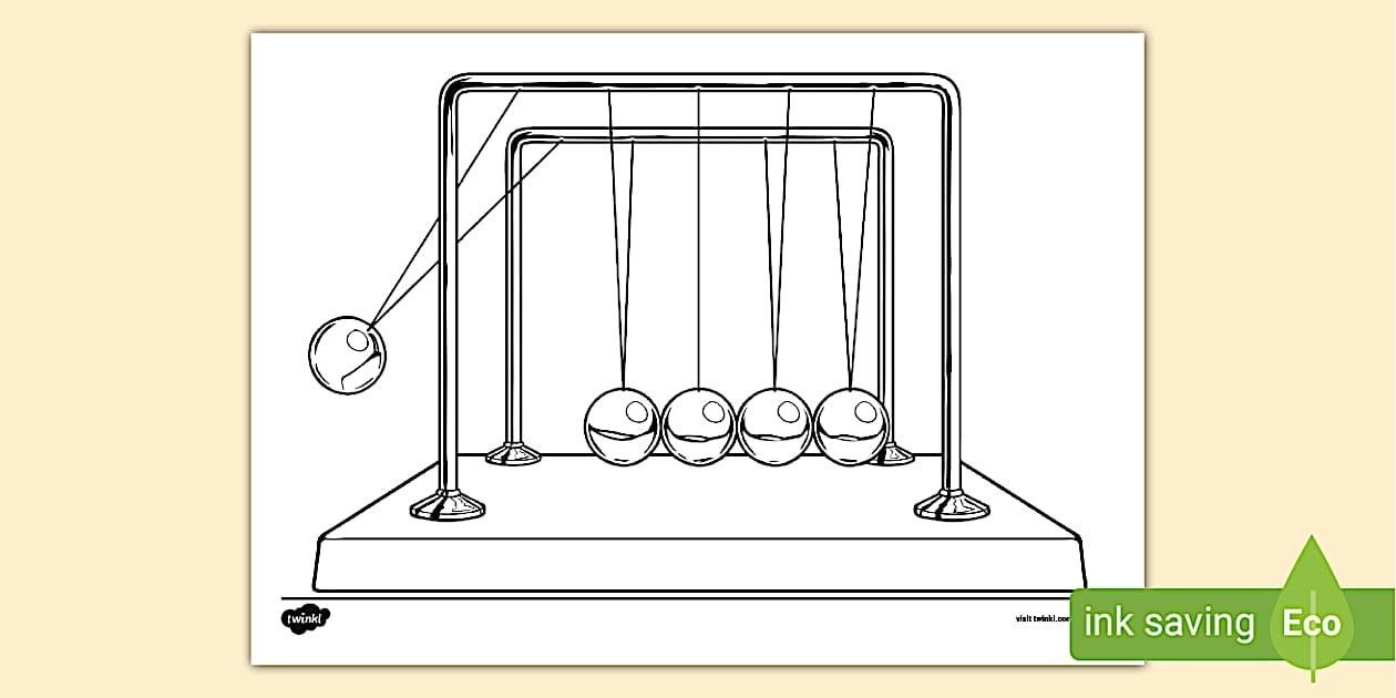 Newton's Cradle Colouring Page, Newtons Cradle - Twinkl