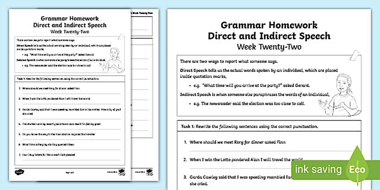 Grammar Homework Week Twenty-Two (Teacher-Made) - Twinkl