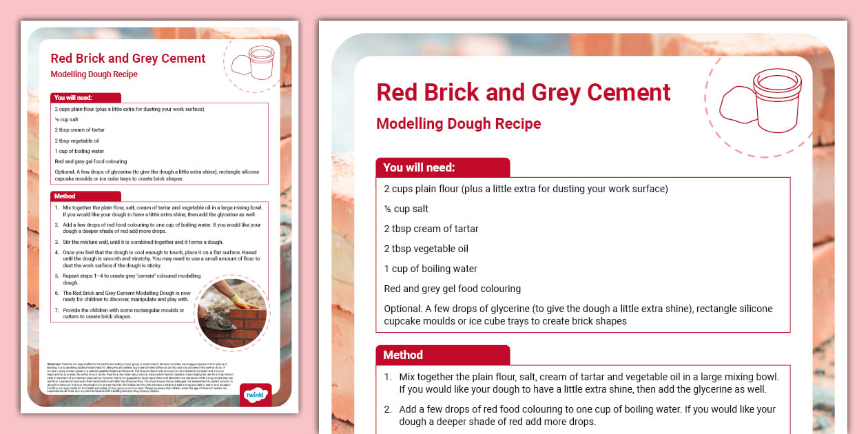 Red Brick and Grey Cement Modelling Dough Recipe | Twinkl