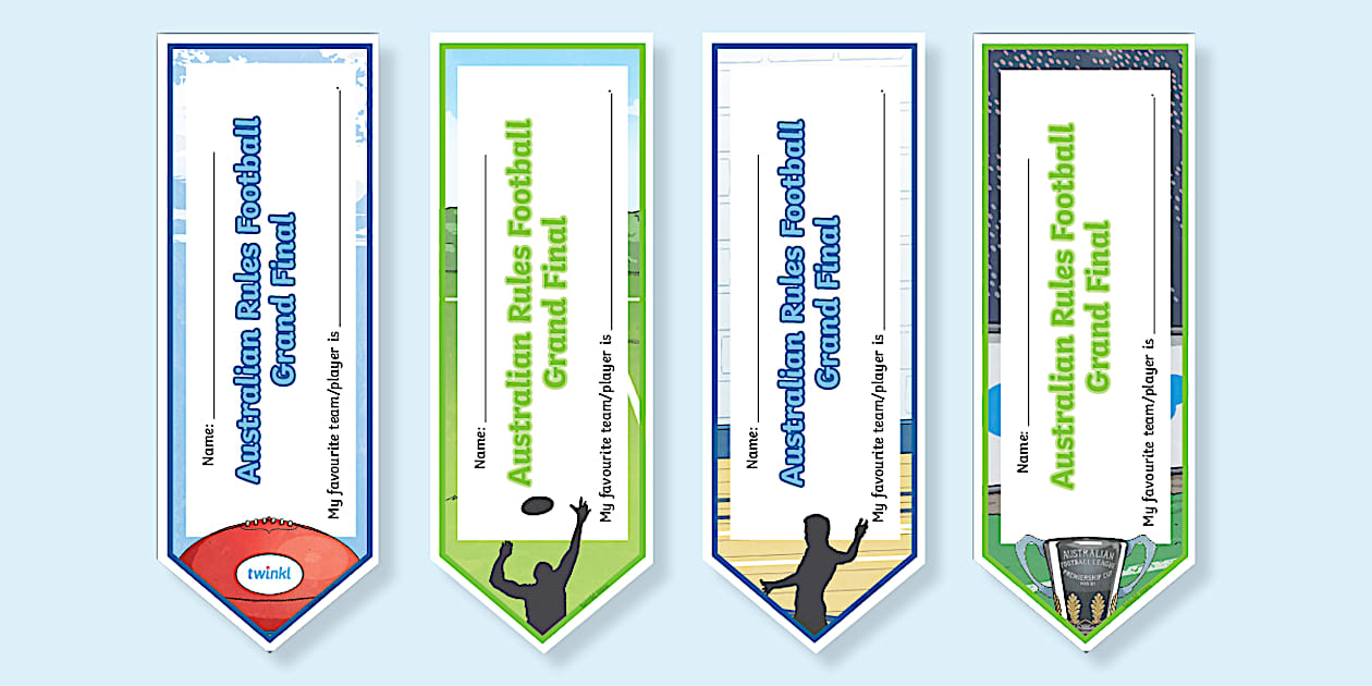 Australian Rules Football Editable Bookmarks
