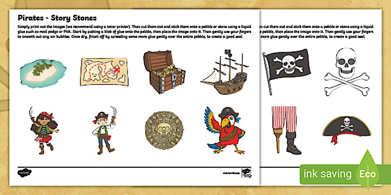 Pirate Themed Story Stone Image Cut Outs (teacher made)