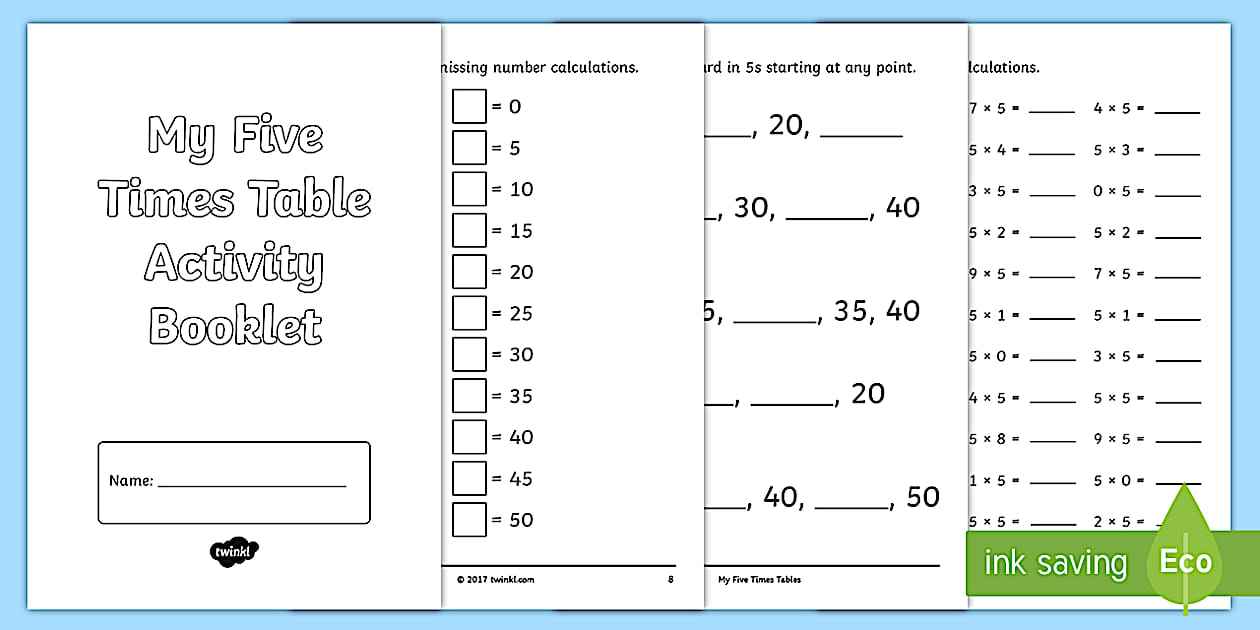 Editable Five Times Table Activity Booklet (teacher made)