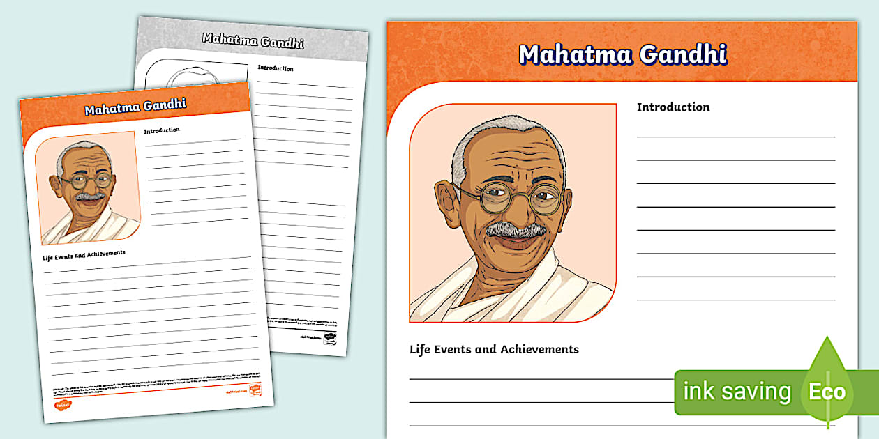 Mahatma Gandhi Biography Template (teacher made) - Twinkl