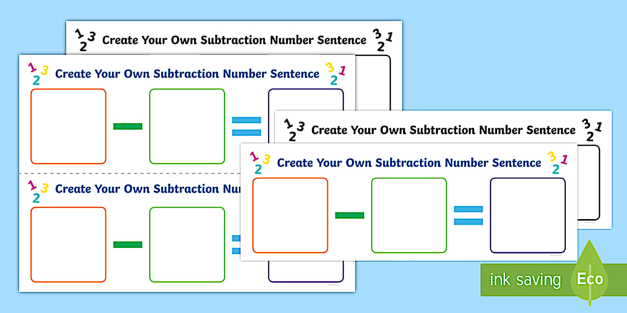 Editable Subtraction Number Sentence - Twinkl