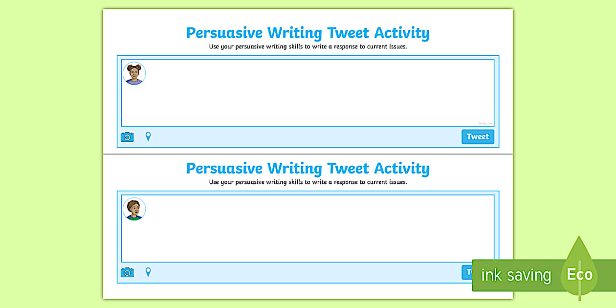 Persuasive Writing Tweet/Twitter Worksheet (Teacher-Made)