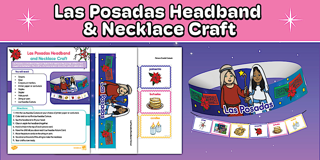 Las Posadas Headband and Necklace Cut and Paste Craft