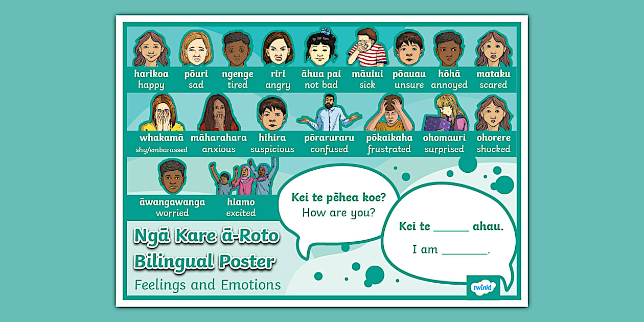 Feelings and Emotions/Ngā Kare ā-Roto Bilingual Poster