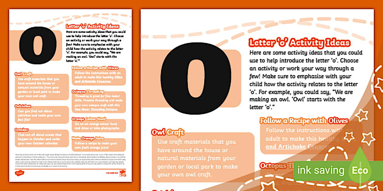Letter 'o' Activity Ideas (teacher made) - Twinkl