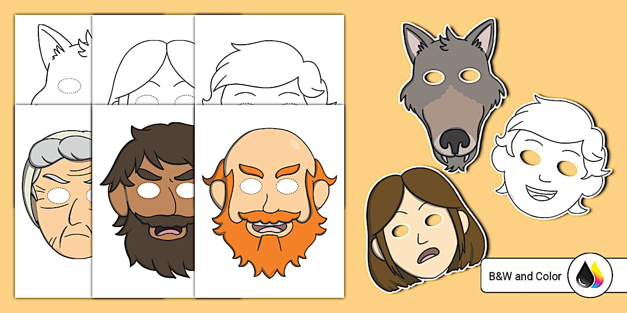 The Boy Who Cried Wolf Dramatic Play Masks - Twinkl