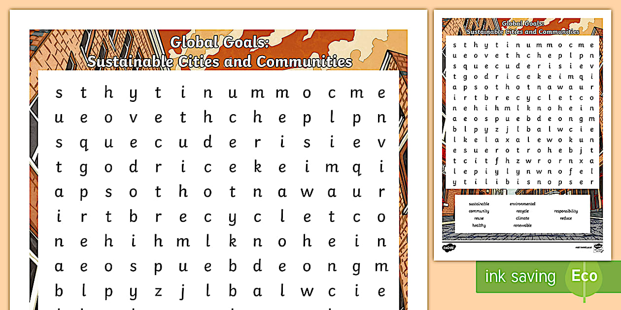 Black and White Global Goals: Sustainable Cities and Communities Word ...