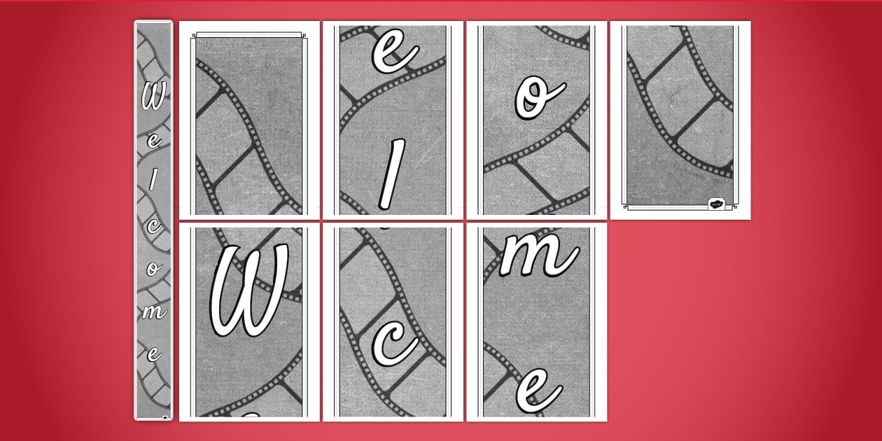 Old Hollywood Theme Welcome Vertical Door Display Banner