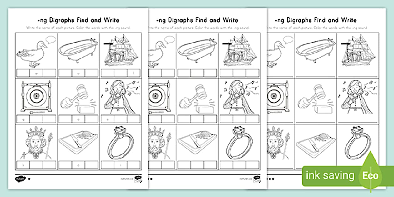 -ng Digraphs Find and Write Differentiated Worksheet