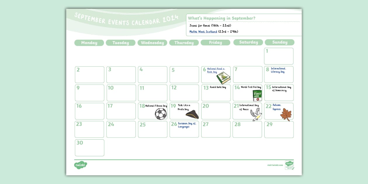Interactive PDF: September Events First Level Calendar