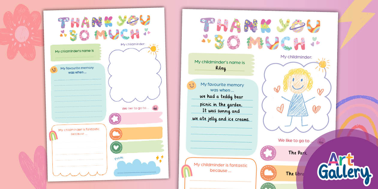 Thank You Childminder Activity (teacher made) - Twinkl