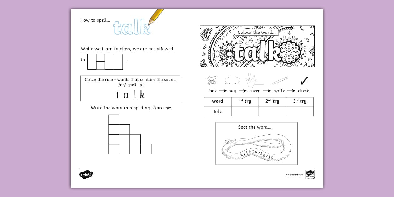 How to Spell Talk Activity Sheet (teacher made) - Twinkl