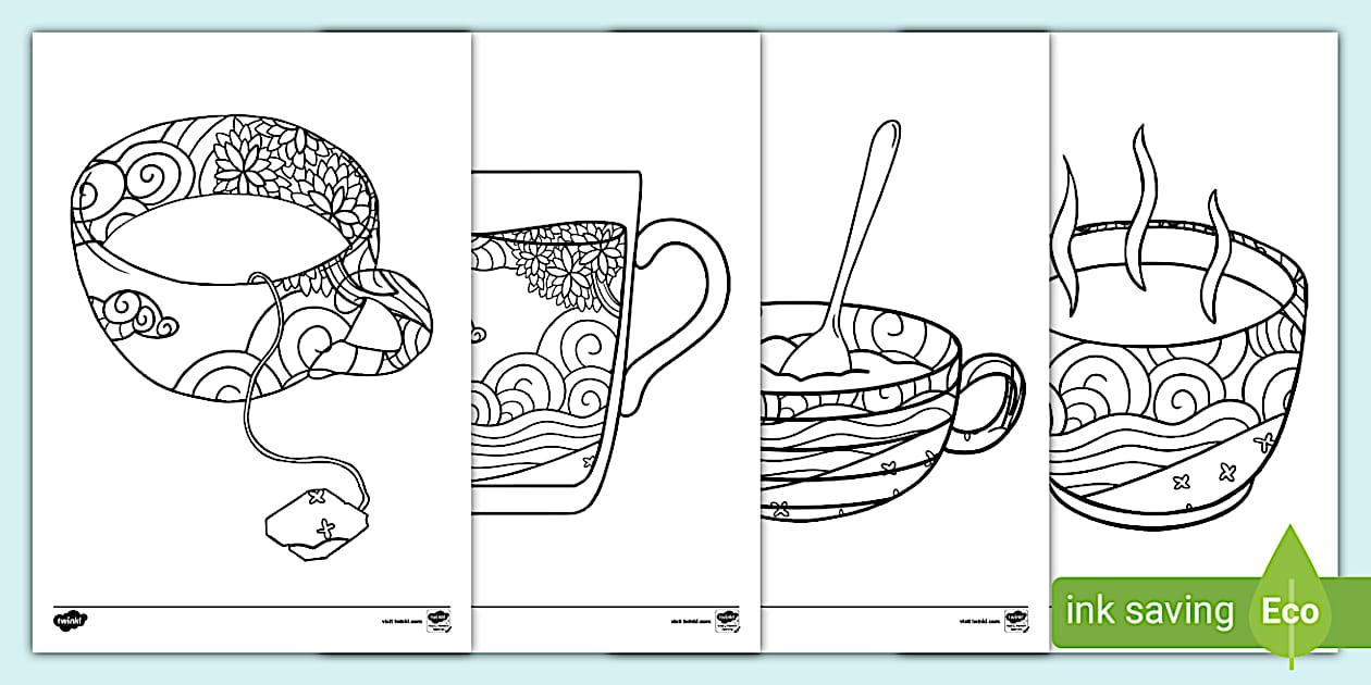 Teacup Mindfulness Colouring Pages - Twinkl - KS1 - Twinkl