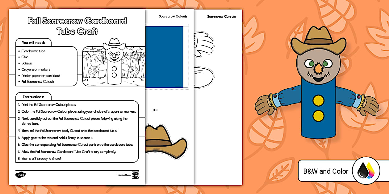 Fall Scarecrow Cardboard Tube Craft (teacher made) - Twinkl