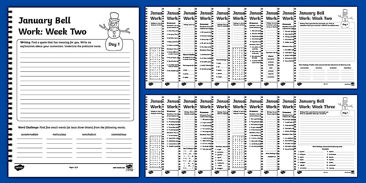 January Eighth Grade ELA Bell Work Bundle (Teacher-Made)