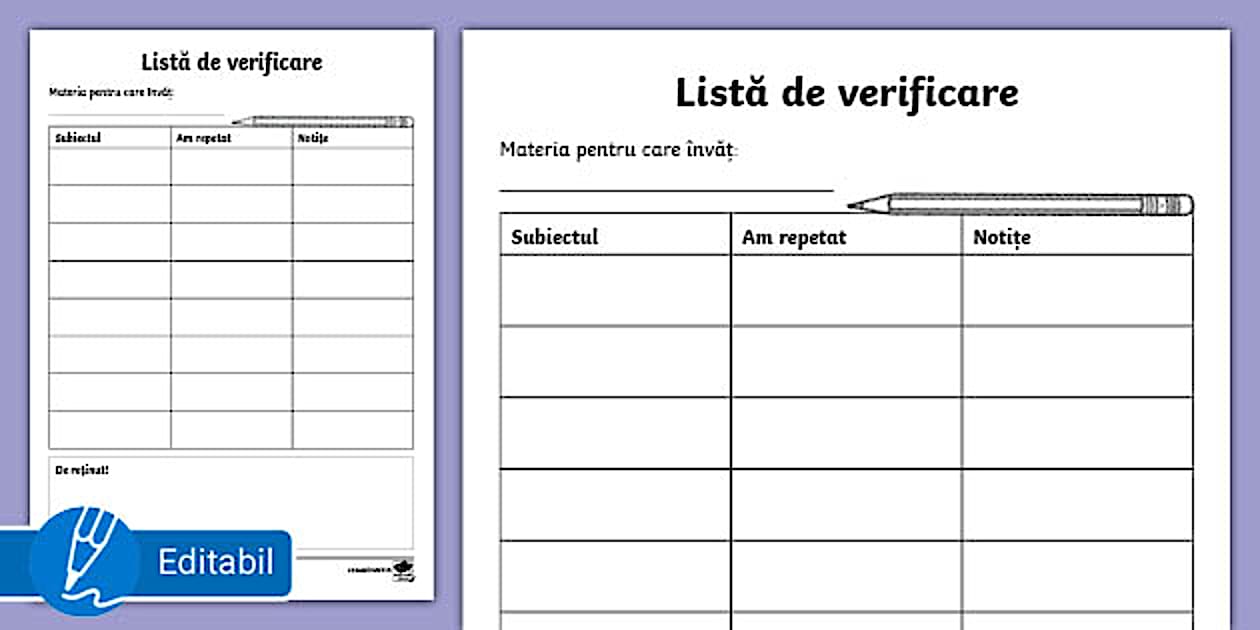 Listă de verificare pentru învățarea independentă